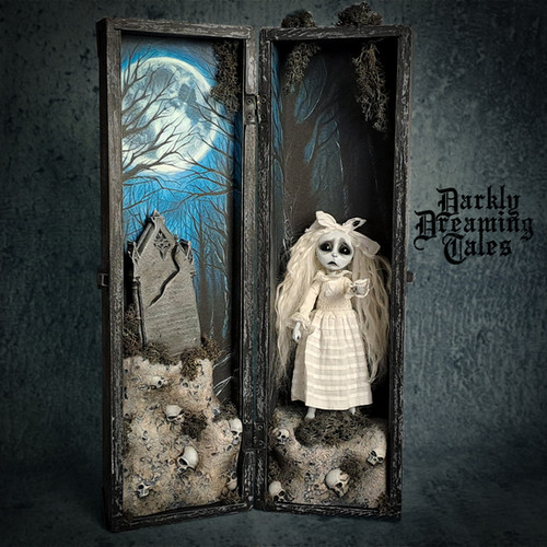 Goth Ghost Art Doll in a 1:12 scale Graveyard Scene - Miniature Room ...