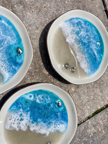 Round Dolphin and Turtles Wave Ceramic Trinket Holder | Florida Beach ...