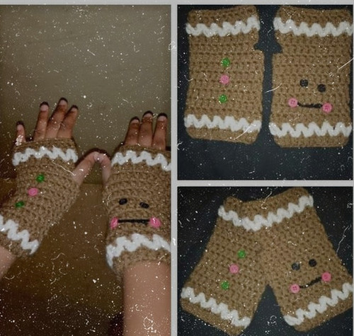 Gingerbread Finger-less Gloves | Crochet With Love