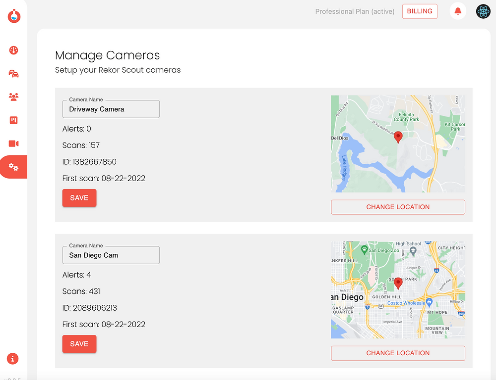 [Settings] Manage Cameras