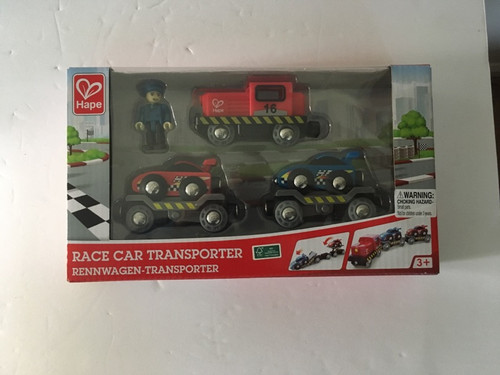 Hape Race Car Transporter Set UPC #6943478025417 | Hobby House Toys
