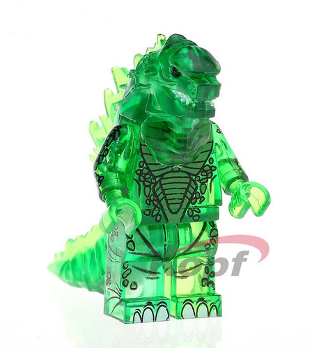 Clear Green Godzilla Monster Horror Minifigure | minifigureoutlet