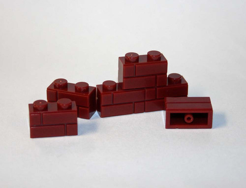 Red Brick set of 6 1X2 brick pieces | minifigureoutlet