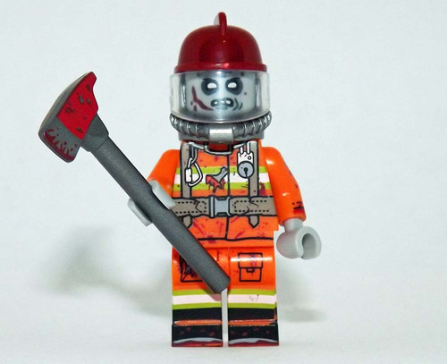 Zombie Fireman Horror Movie Halloween Minifigure | minifigureoutlet