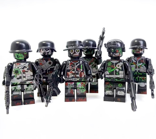 Zombie Dead Horror Movie Black Soldier Minifigure set of 6 ...