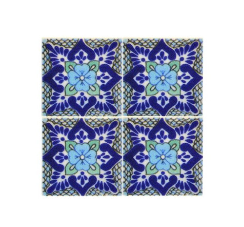 Blue Flower ornamental floor tile 2X2 construction piece | minifigureoutlet