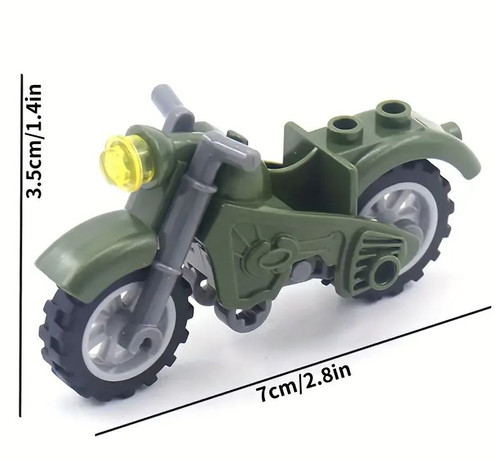 WW2 Army Motorcycle Green Bike for Minifigure! | minifigureoutlet