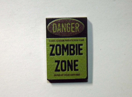 Danger Zombie zone Sign 2X3 Horror construction piece | minifigureoutlet
