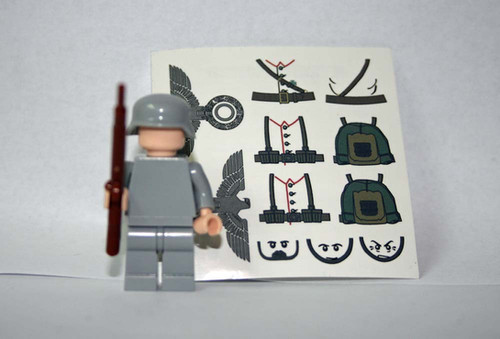German DIY Army soldier WW1 Minifigure with Decals | minifigureoutlet