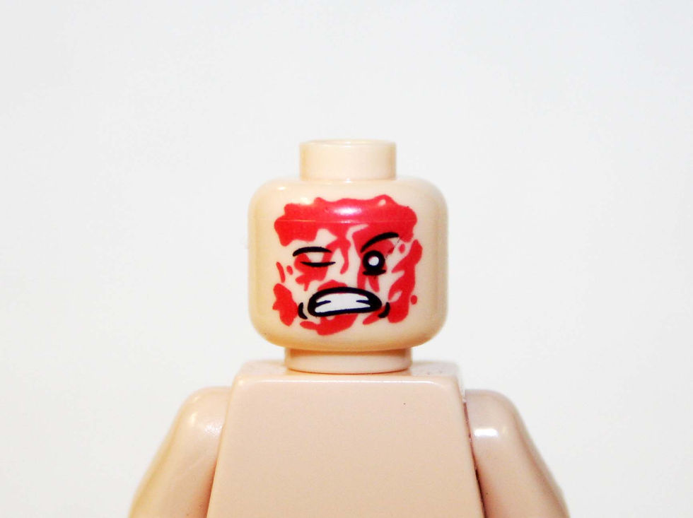 Bloody beaten one eye closed Minifigure head DIY | minifigureoutlet