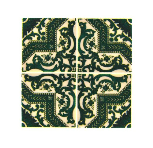 Green and White ornamental floor tile 2X2 construction piece ...
