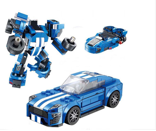 Transformers Blue 3 in one Sport Car with Minifigure set | minifigureoutlet