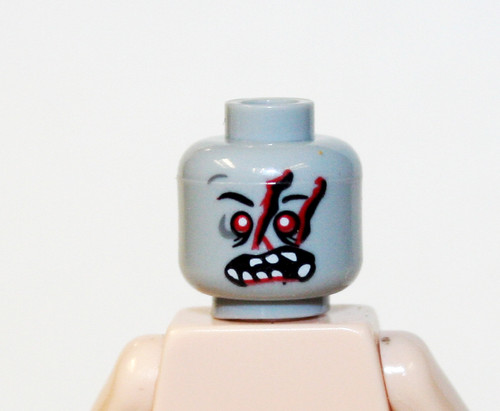 Zombie Head slashed face and grey hands set Minifigure head DIY ...