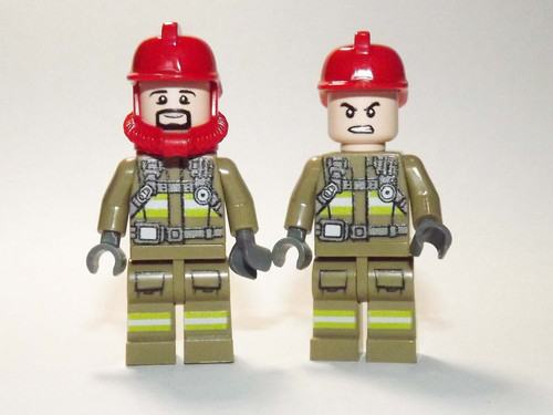 Fire Fighter Tan and Red fireman Minifigure set B | minifigureoutlet