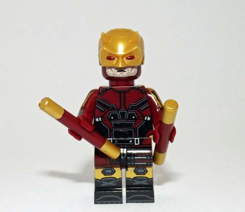 Daredevil MCU Gold Helmet Marvel Comic Minifigure | minifigureoutlet