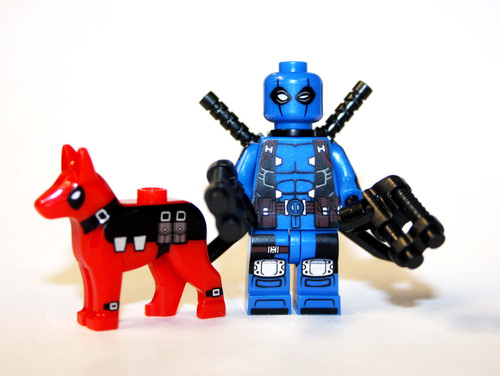 Deadpool Blue with Dog Marvel Comic Minifigure | minifigureoutlet