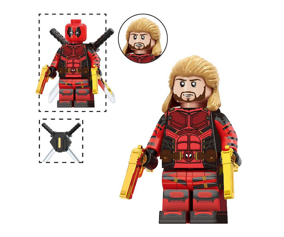 Young Deadpool 3 Marvel Movie Gold Guns bloody suit Minifigure ...