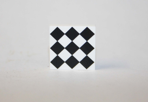 Checkered White and Black ornamental floor tile 2X2 construction piece ...