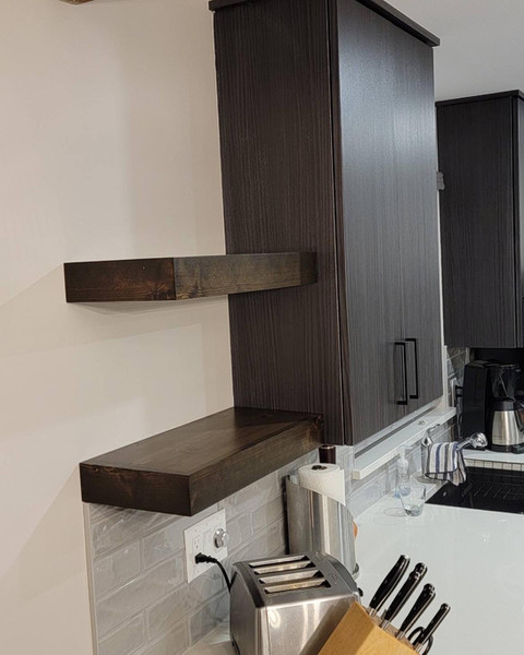 custom wood floating shelves Winnipeg Manitoba Canada K&A Wooden Creations