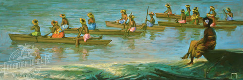 Course de pirogues traditionnelles Bora Bora | Tableau a vendre Huile ...