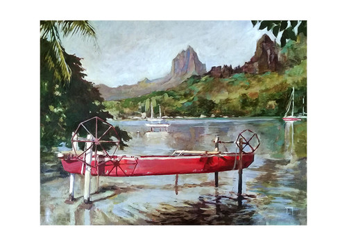 Pirogue Polynesienne en baie de Cook | Reproduction de tableau ...