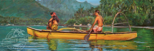 La pirogue jaune | Tableau a vendre Huile sur toile | Donatien Jumel