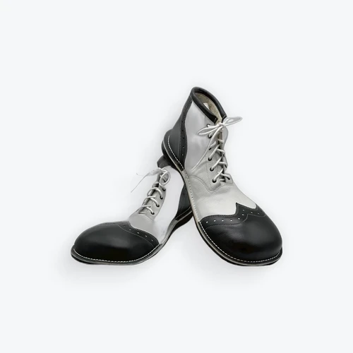 2 Color Hi-Top Wingtip Black and White Leather Clown Shoes | Jolly ...