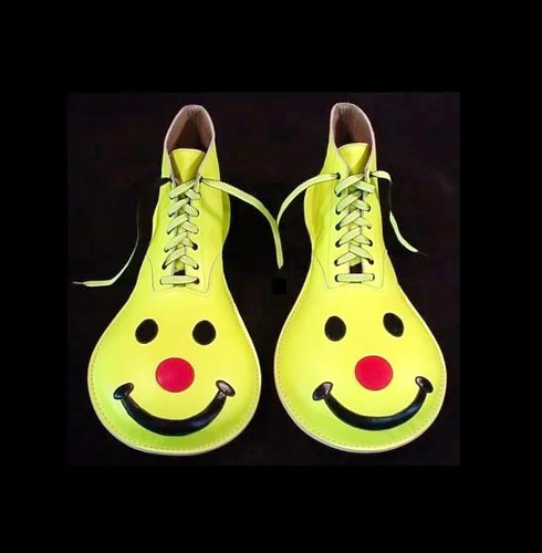 Smiley Face Hi-Top Leather Clown Shoes | Jolly Walkers Custom ...