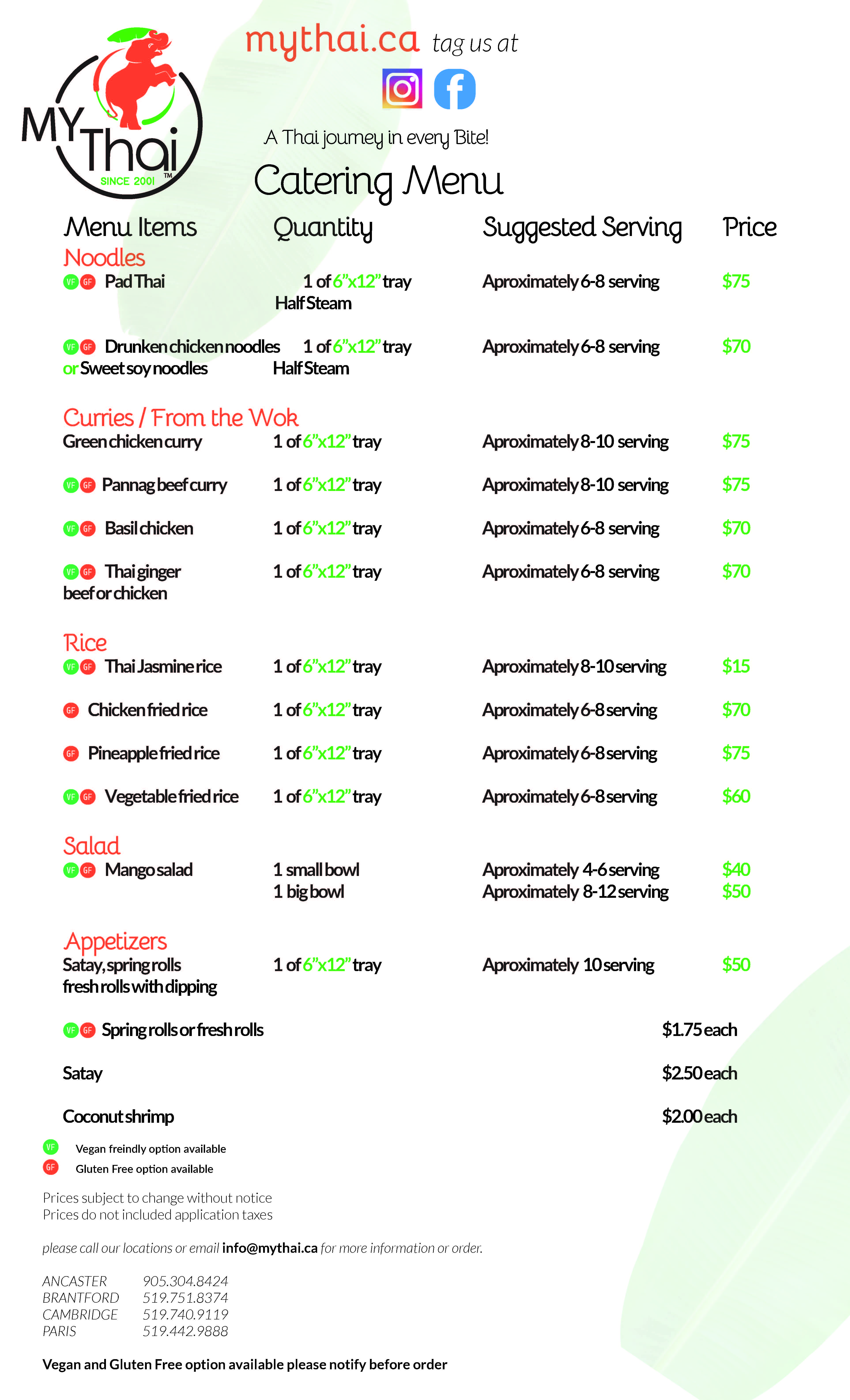 Menu | My Thai