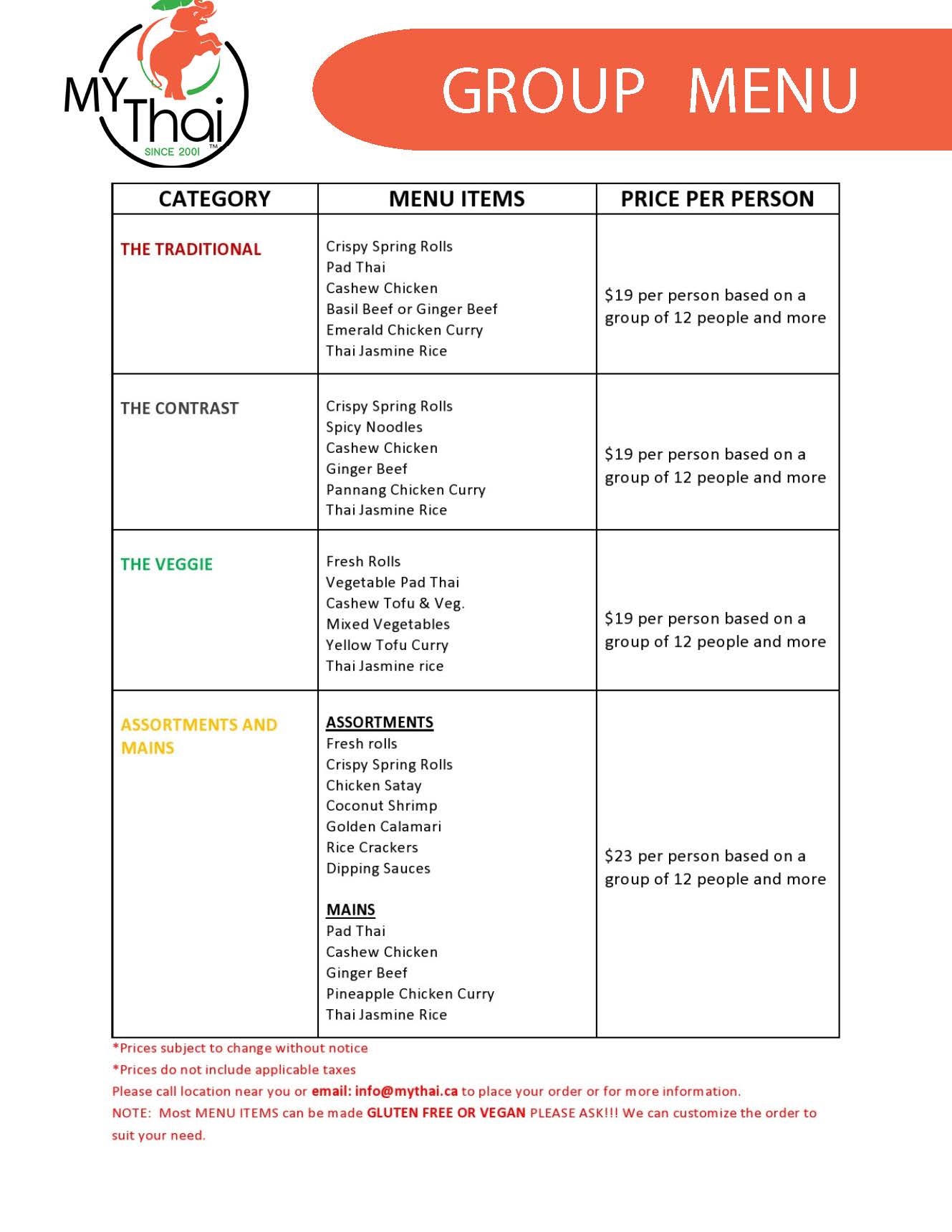 Menu | My Thai