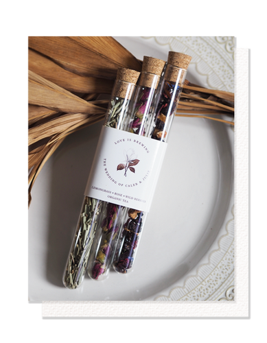 Organic Tea in Test Tubes | A Love Knot - Favors