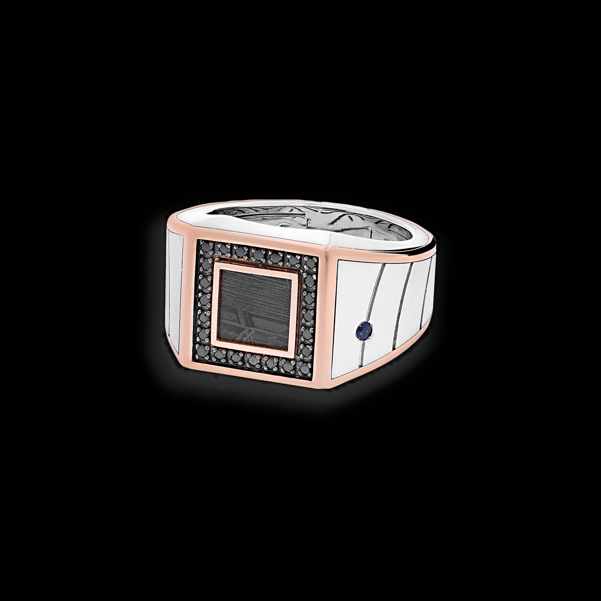 Men's Gold and Meteorite, Diamonds, Sapphire | Barakà Ring - Men's ...