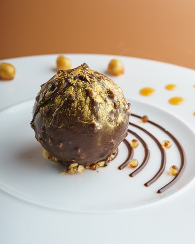 Dark chocolate & hazelnut sphere | Pivotal Foods
