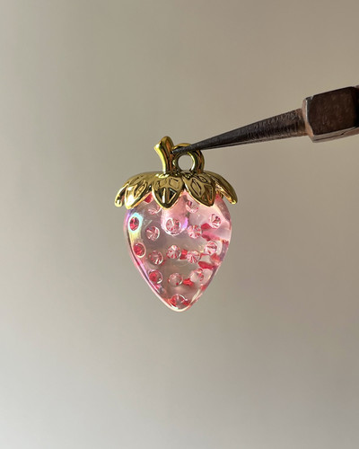 Pink strawberry Charm | SonalBeadsNX