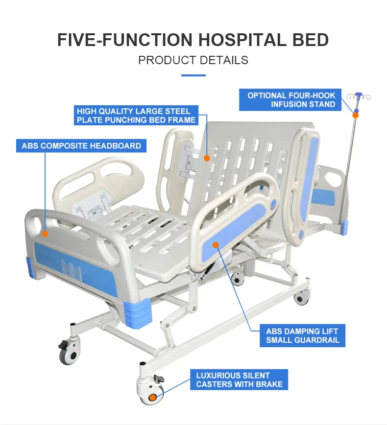 5-function Electric Icu Hospital Bed | Hospital Medical Bed/wheelchair ...