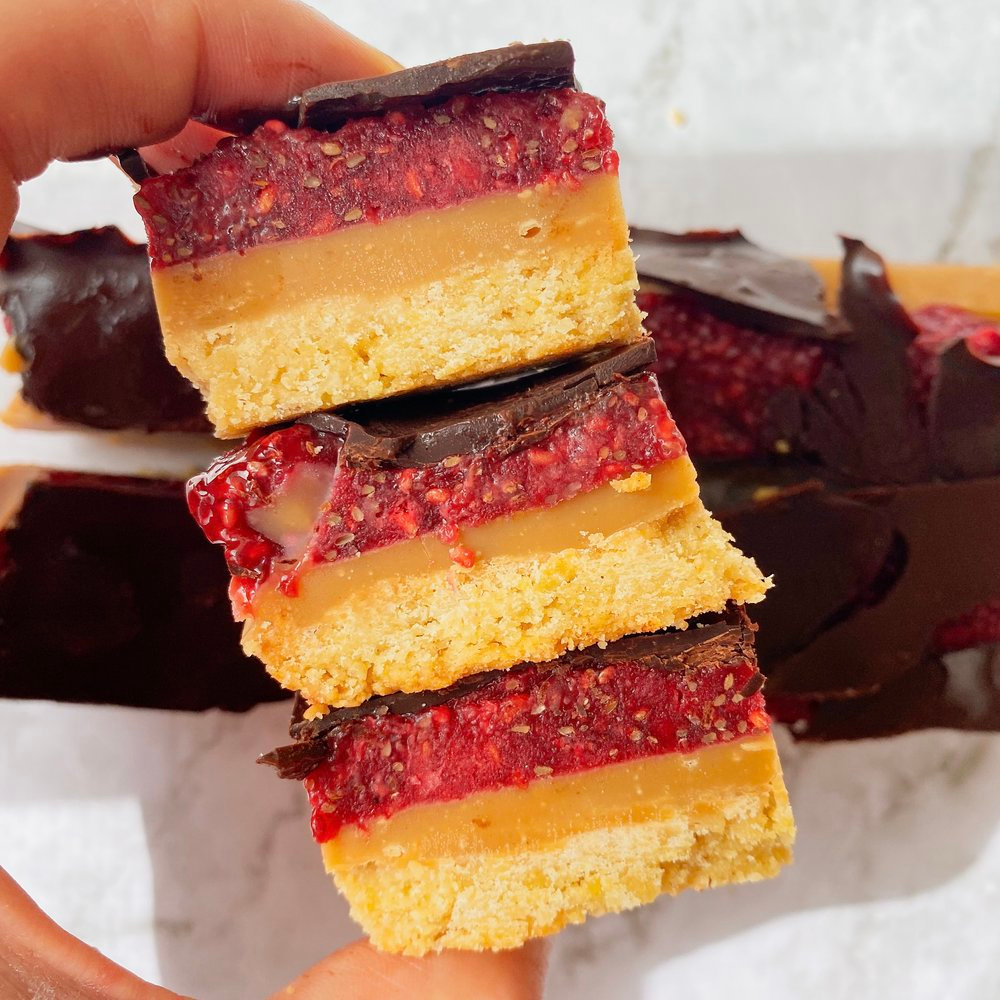 Raspberry Twix Bars