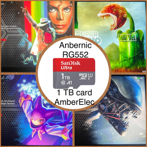 1TB "RG552” AmberElec micro SD Card - 42,000+ Games! + 32 GB TF1 card ...