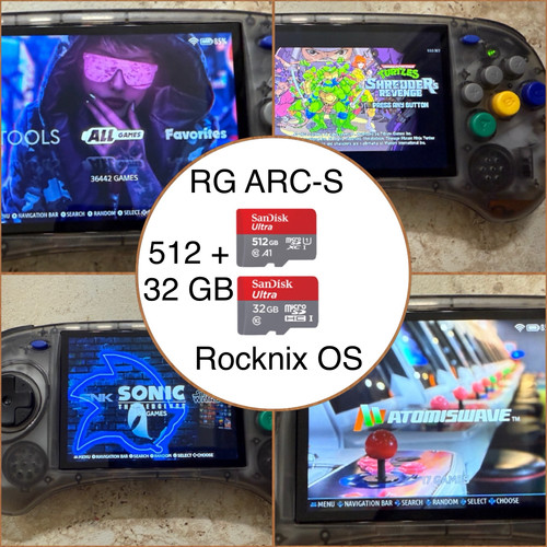 512 GB RG ARC-S Rocknix micro SD Card + 32 GB TF1 card - w/ 35,000 ...
