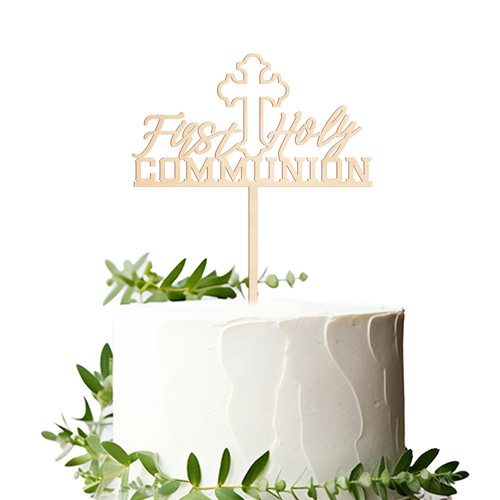 First Holy Communion Cross Cake Topper Wooden Cakes Toppers Decor for ...
