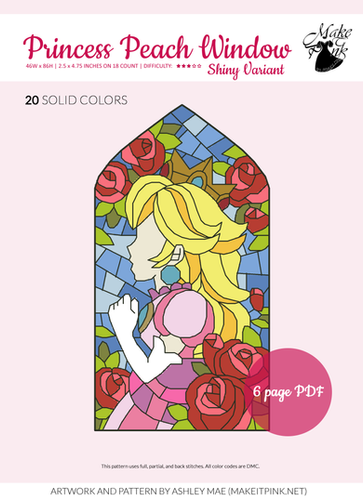 Princess Peach Stained Glass Window - Shiny Version, Inspired Nintendo ...