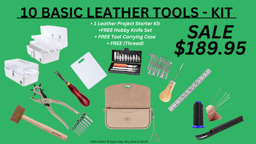 10 Leather Tools KIT with 2 free Items & Leather starter Kit | The ...