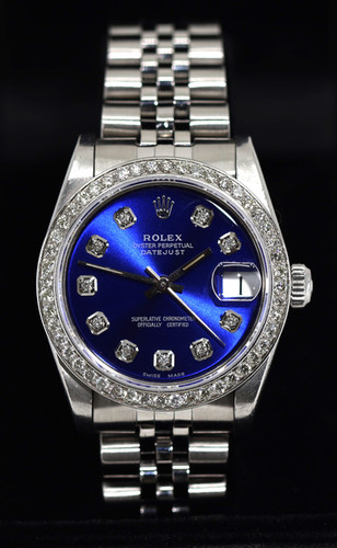 Rolex Datejust Blue Face Diamond Bezel Stainless Steel 31mm | Palacio ...