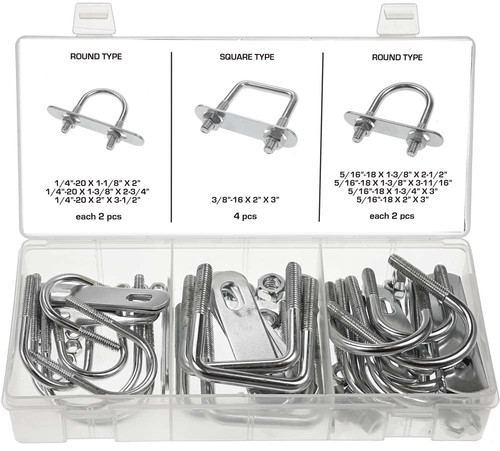 SWORDFISH 32810 Zinc Plated Round & Square Type U Bolts Assortment ...