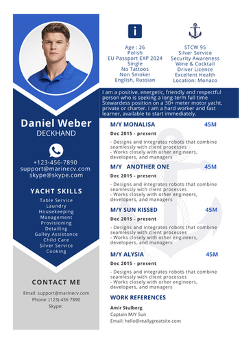 Deckhand Template Light Blue | Marine CV