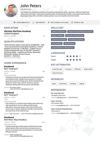 Deckhand Template Light Grey | Marine CV