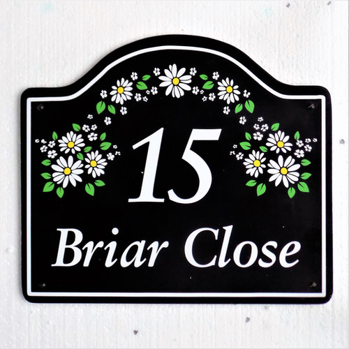 Personalised House Sign With Flowers | England Signs