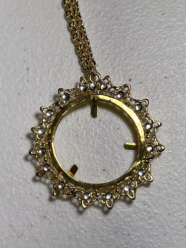 Gold Doubloon Holder with clear rhinestones | Krewe de Tigris