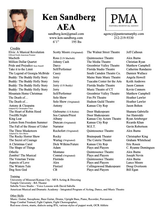 Resume | Ken Sandberg actor