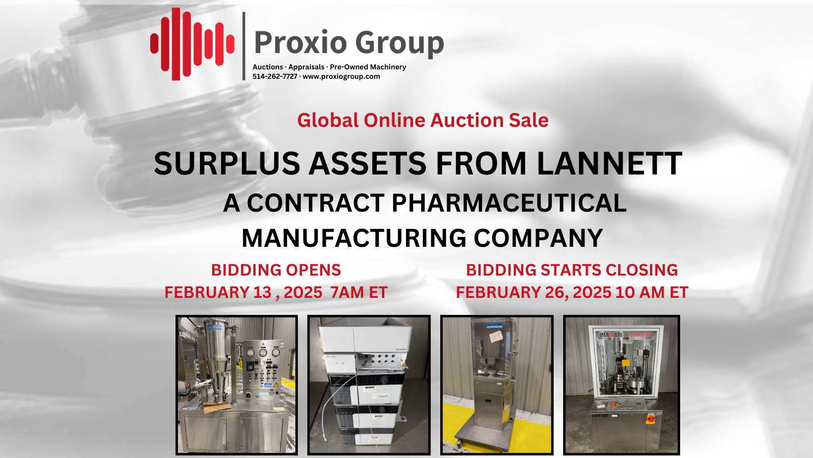 SURPLUS ASSETS FROM LANNETT A CONTRACT PHARMACEUTICAL MANUFACTURING COMPANY | Proxio Group