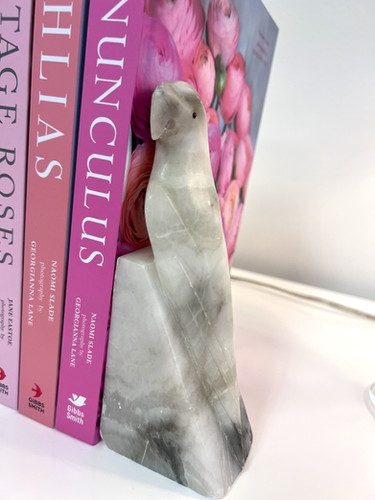 ALABASTER PARROT BOOKENDS | Stuart Vintage